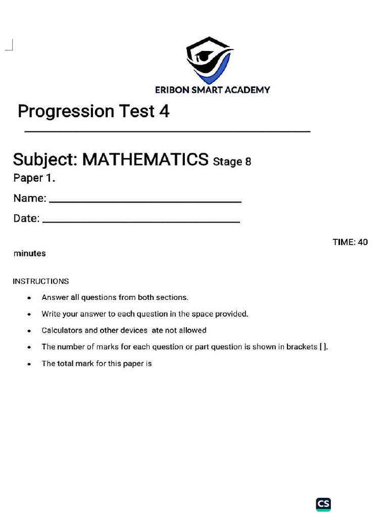 Yr 8, Test 4 | PDF