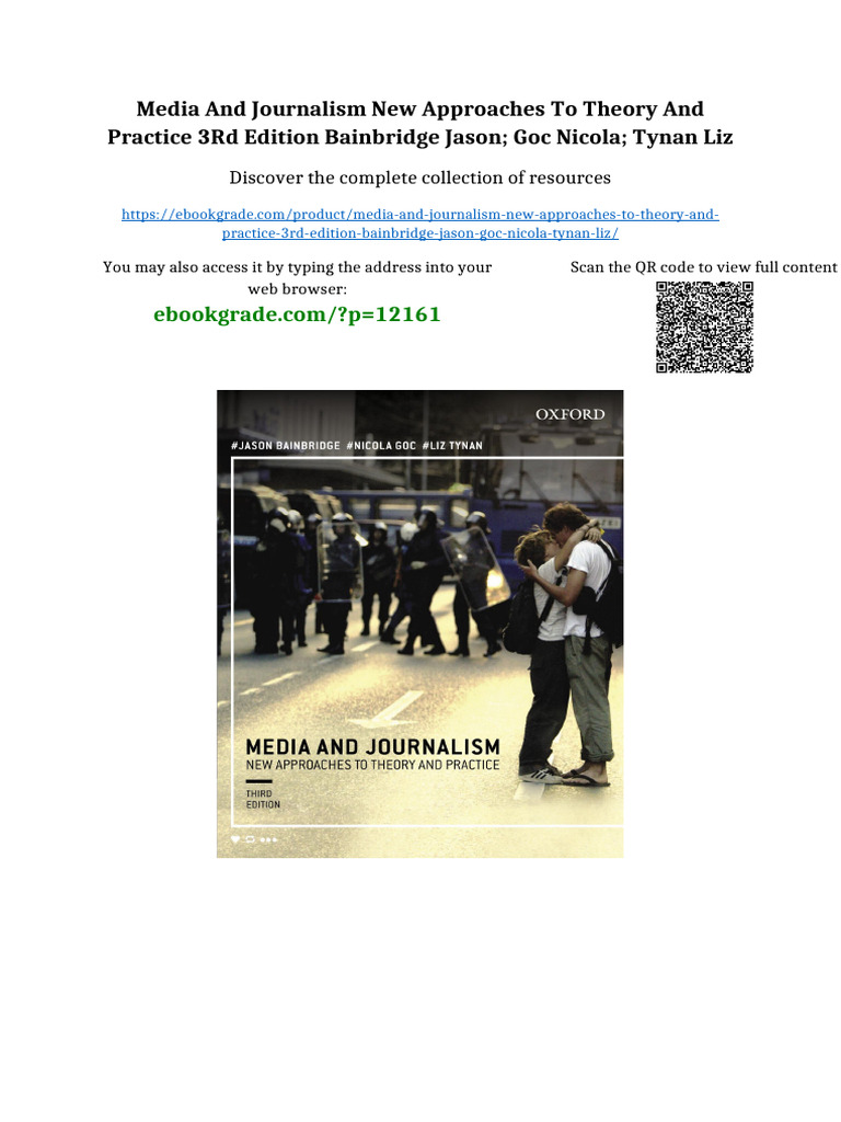 Media and Journalism New Approaches To Theory and Practice 3rd Edition ...