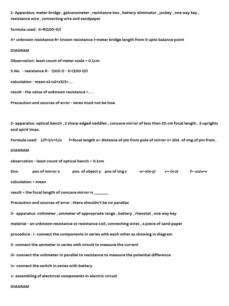 Apparatus Meter Bridge , Galvanometer , Resistance Box , Battery ...