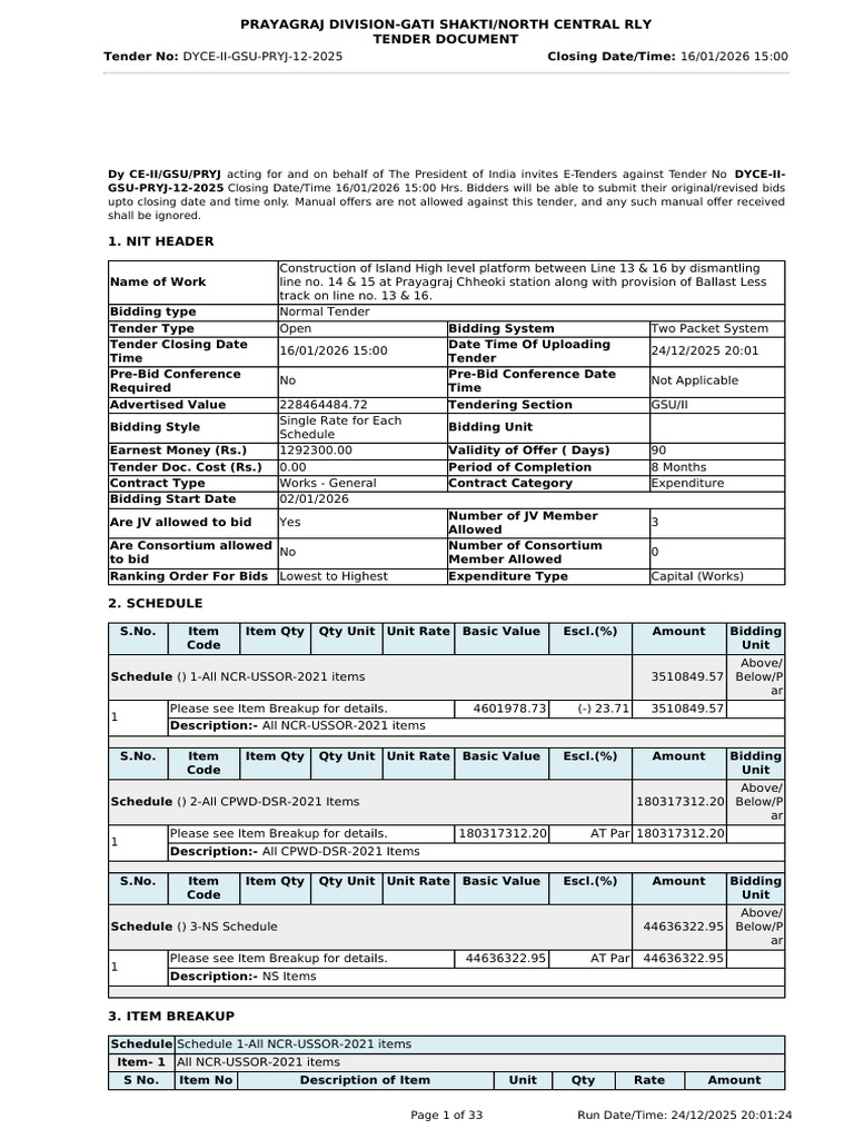 NIT ECoR Engg Platform Prayagraj 22.84crore | PDF | Concrete | Cement