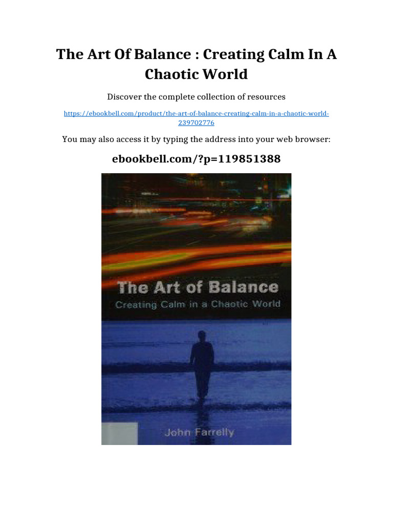 The art of balance : creating calm in a chaotic world Ready to Read ...