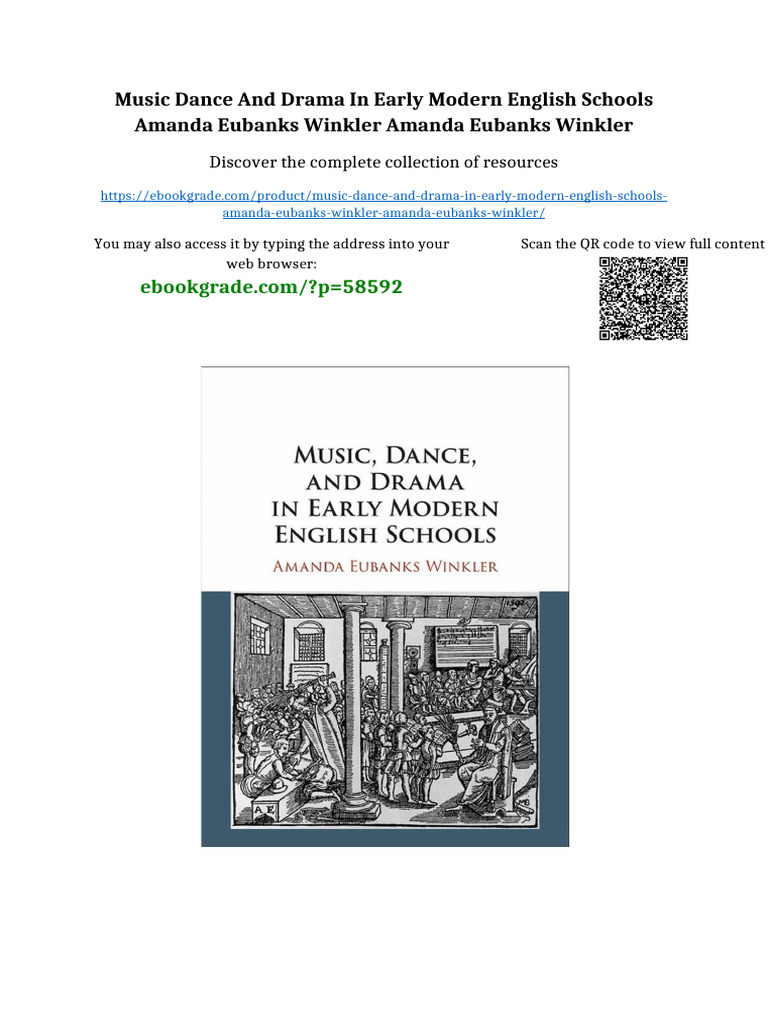 Music Dance and Drama in Early Modern English Schools Amanda Eubanks ...