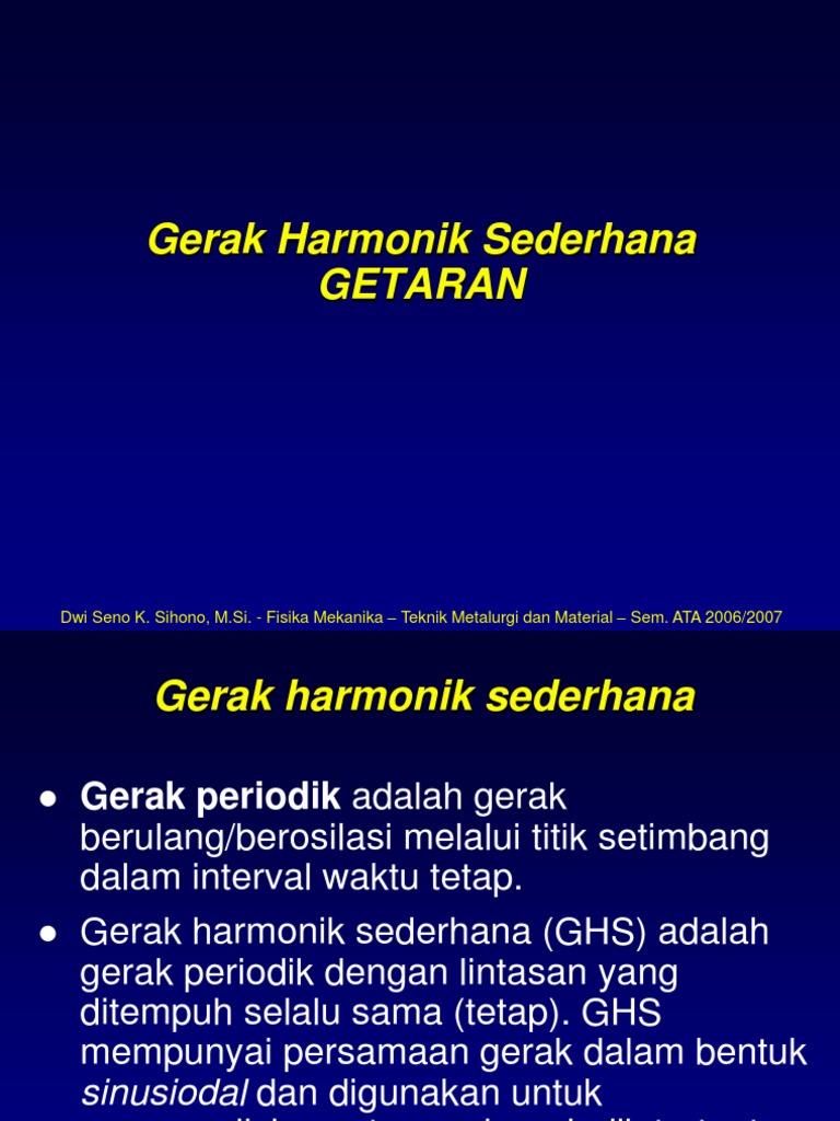 Gerak Harmonik Sederhana (GETARAN) | PDF
