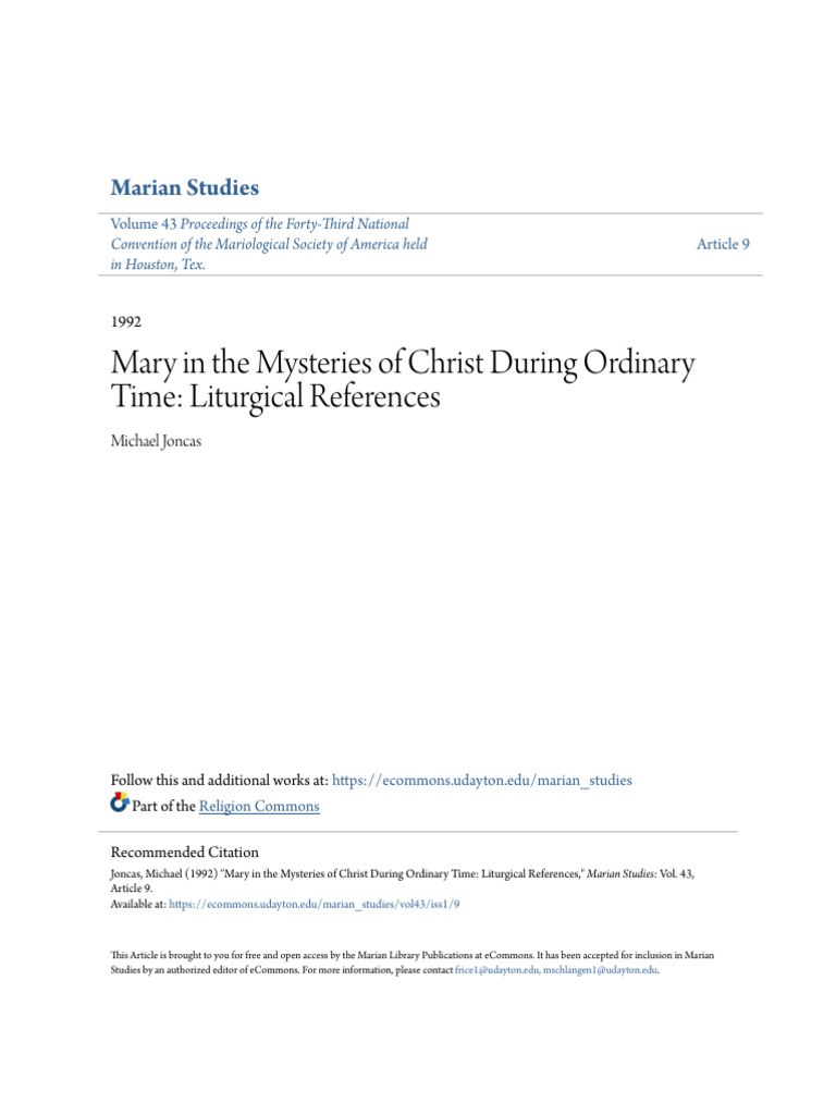 Mary in Ordinary Time_ Liturgical References | PDF | Mass (Liturgy ...