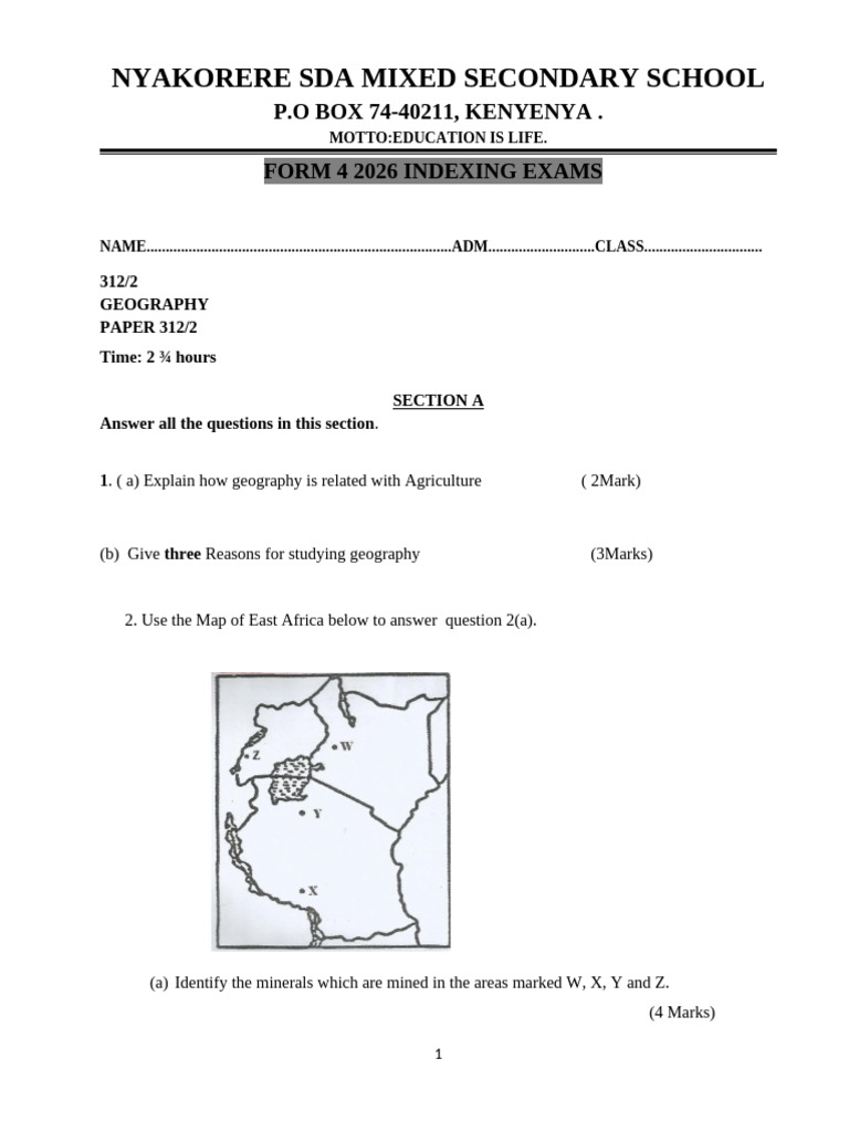 Geography Pp2 Form 4 Opener Qs | PDF | Kenya | Agriculture