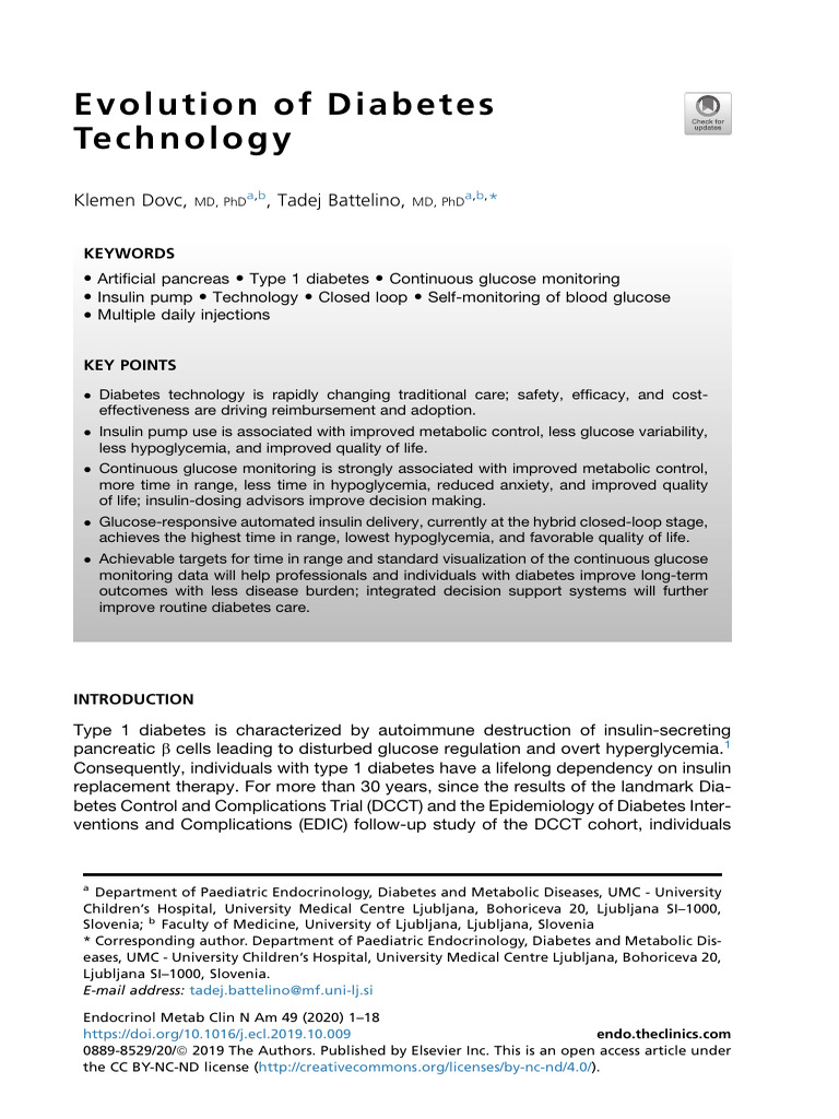 Evolution of Diabetes Technology 2019 Ecl | PDF | Diabetes | Medical ...