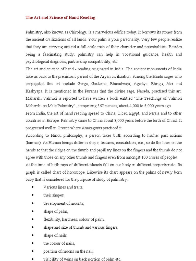 The Art and Science of Hand Reading | PDF | Science | Astronomy