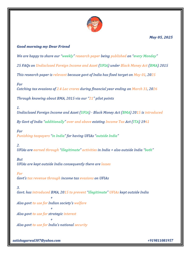 25 FAQs on Undisclosed Foreign Income and Asset (UFIA) Under Black ...