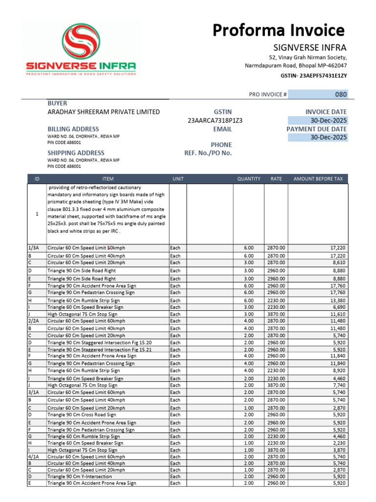 performa invoice-1 | PDF | Invoice | Transport Safety