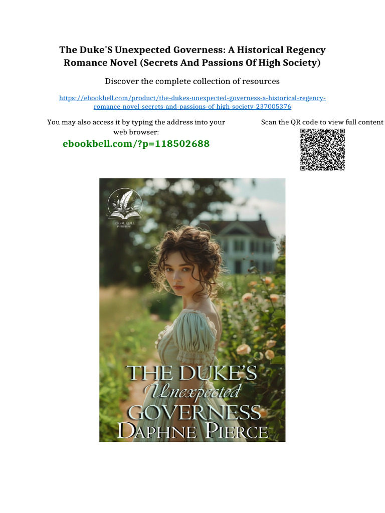The Duke's Unexpected Governess: A Historical Regency Romance Novel ...