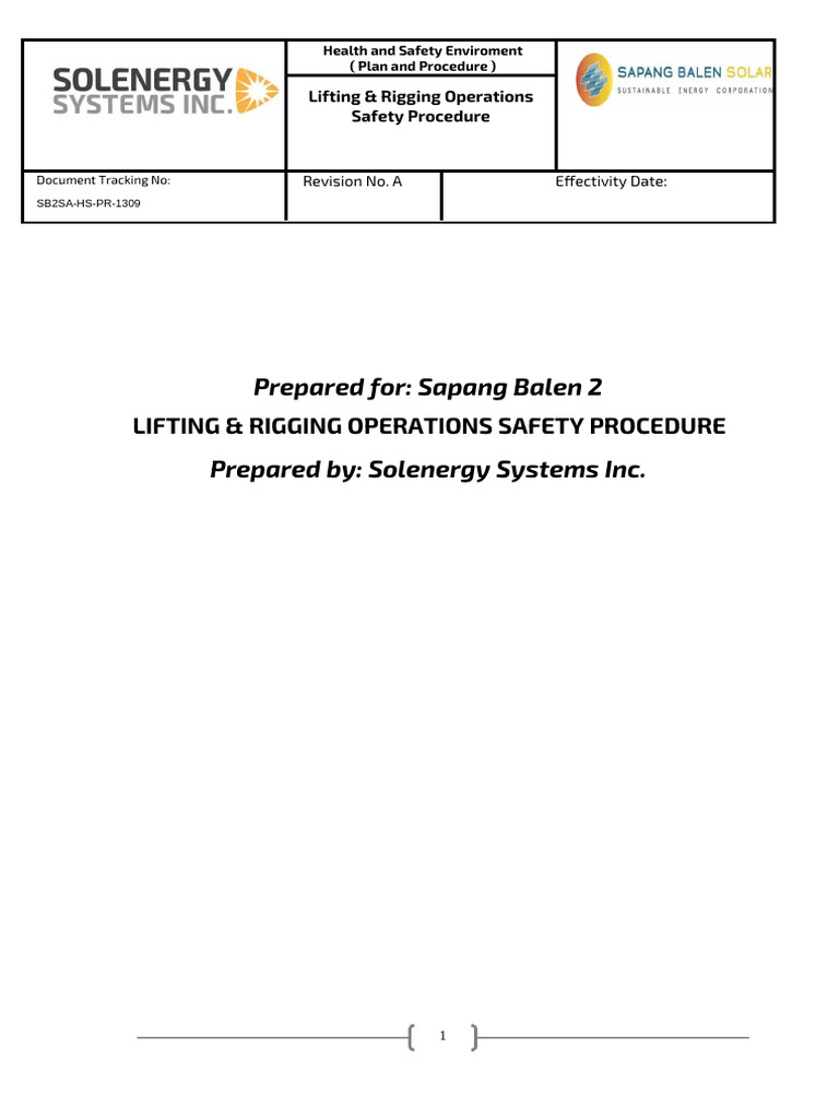 SB2SA-HS-PR-1309 Lifting and Rigging Process | PDF | Crane (Machine ...