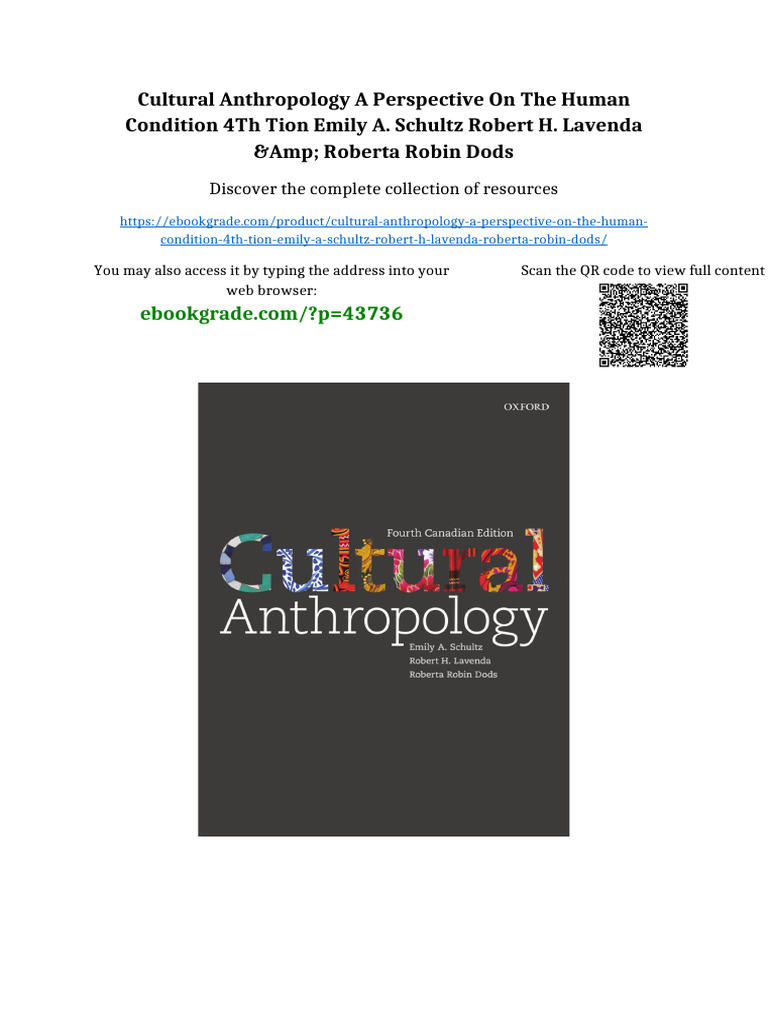 Cultural Anthropology A Perspective on the Human Condition 4th tion ...
