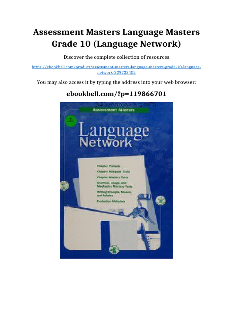 Assessment Masters Language Masters Grade 10 (Language Network ...
