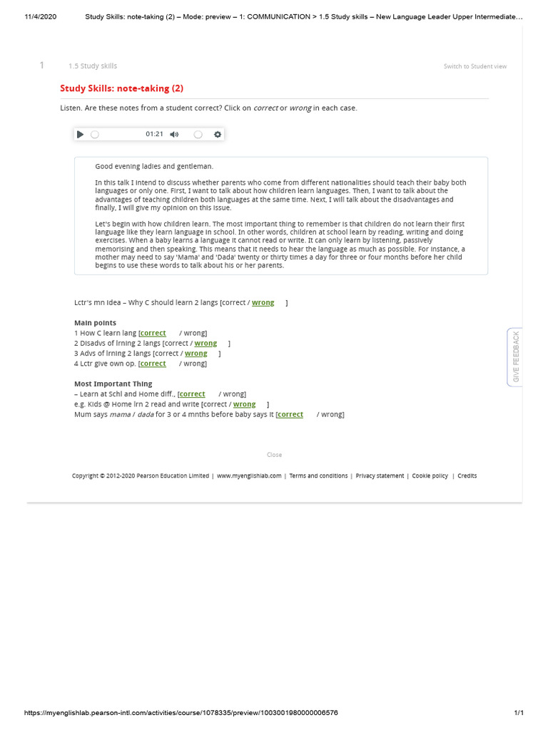 Study Skills Note Taking 2 – Mode Preview – 1 COMMUNICATION 1 5 | PDF ...