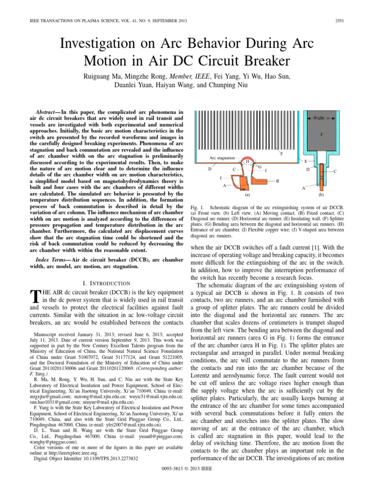 Investigation On Arc Behavior During Arc Motion in Air DC Circuit ...