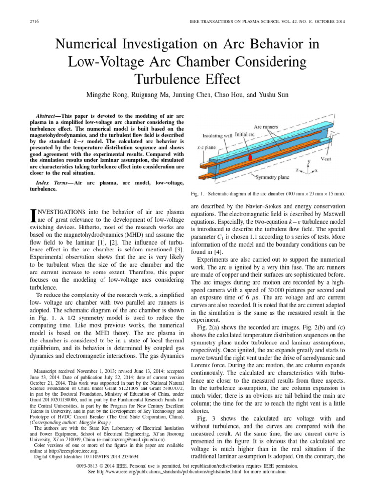Numerical Investigation on Arc Behavior in Low-Voltage Arc Chamber ...