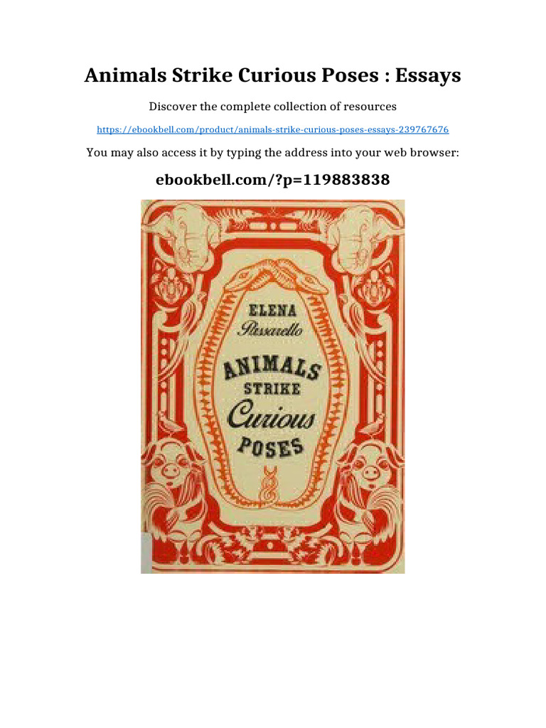 Animals strike curious poses : essays digital download | PDF ...