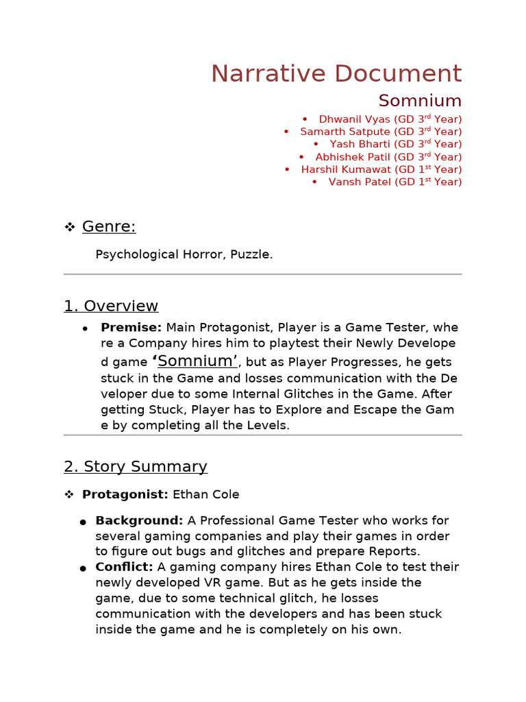 NarrativeDocument TeamDAYS | PDF | Video Games