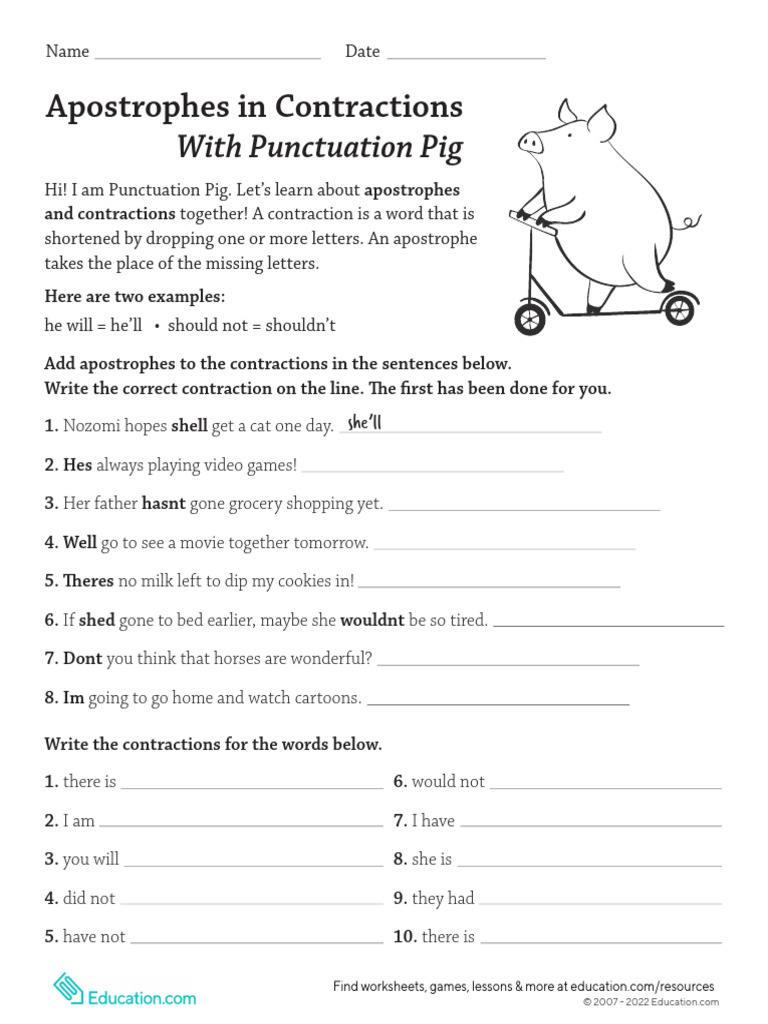 Perfect Punctuation Apostrophes Contractions | PDF