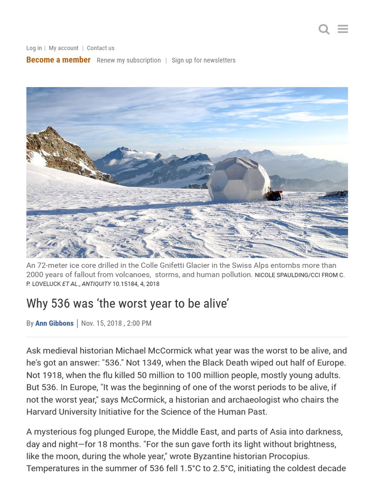 Why 536 Was the Worst Year to Be Alive - Science - 2018 | PDF | Volcano ...
