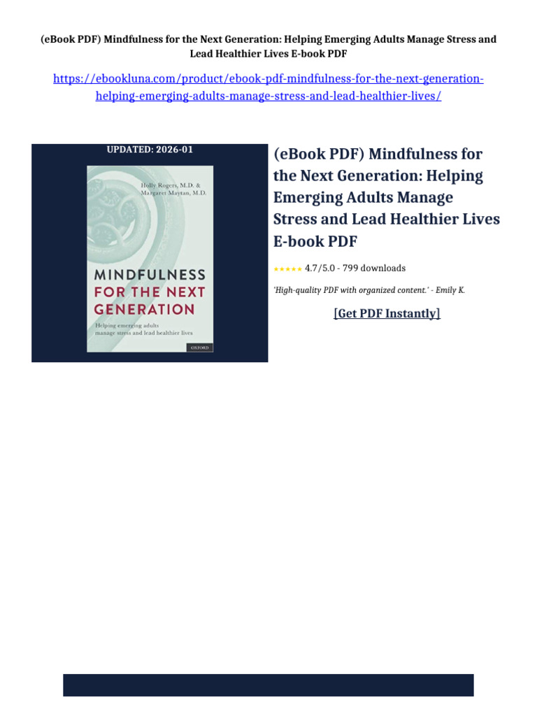 (Ebook PDF) Mindfulness For The Next Generation: Helping Emerging ...