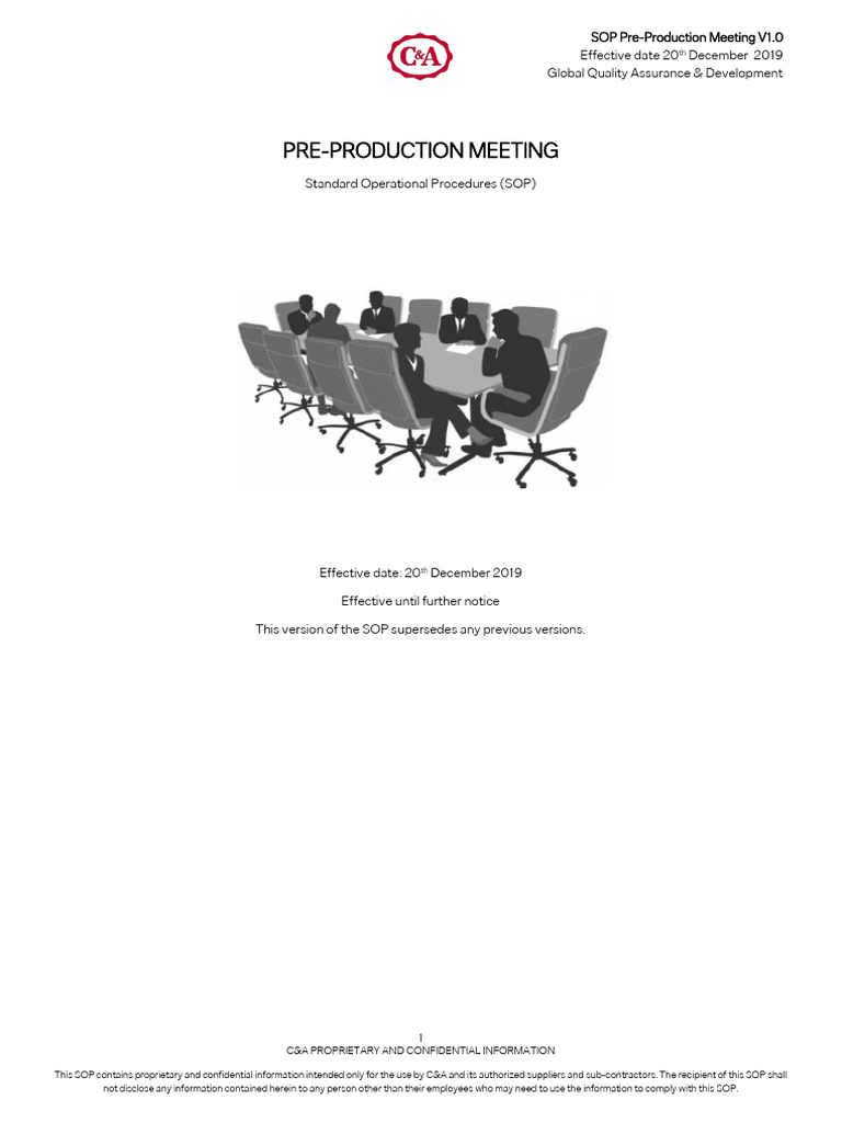 SOP Pre-Production Meeting | PDF | Specification (Technical Standard)