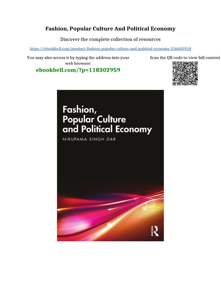 Fashion, Popular Culture and Political Economy online reading | PDF ...