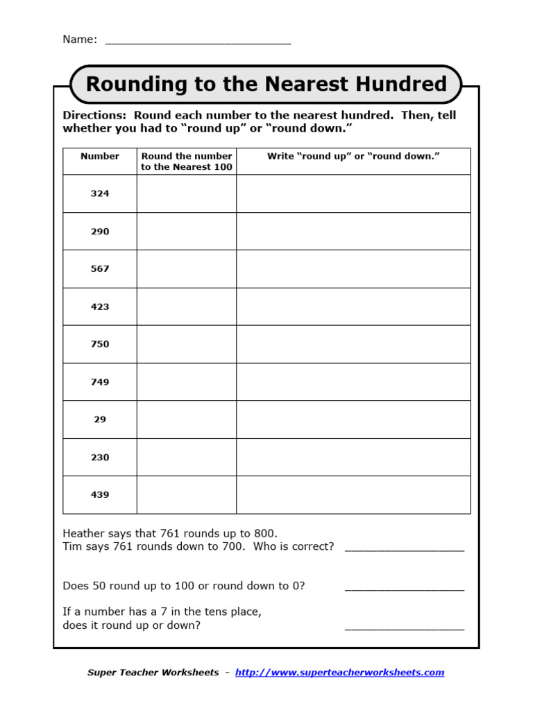 Rounding Nearest Hundred c | PDF