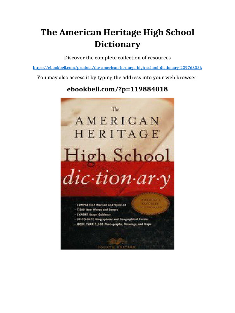 The American Heritage high school dictionary available all format | PDF ...