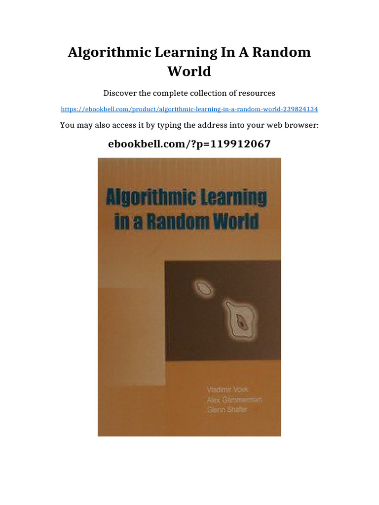Algorithmic learning in a random world available instanly | PDF ...
