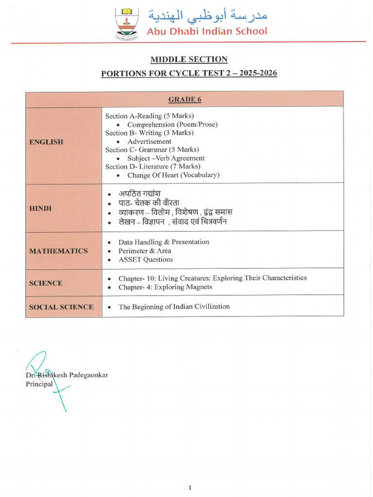 Grade 6-8 - Portions For Cycle Test 2 | PDF