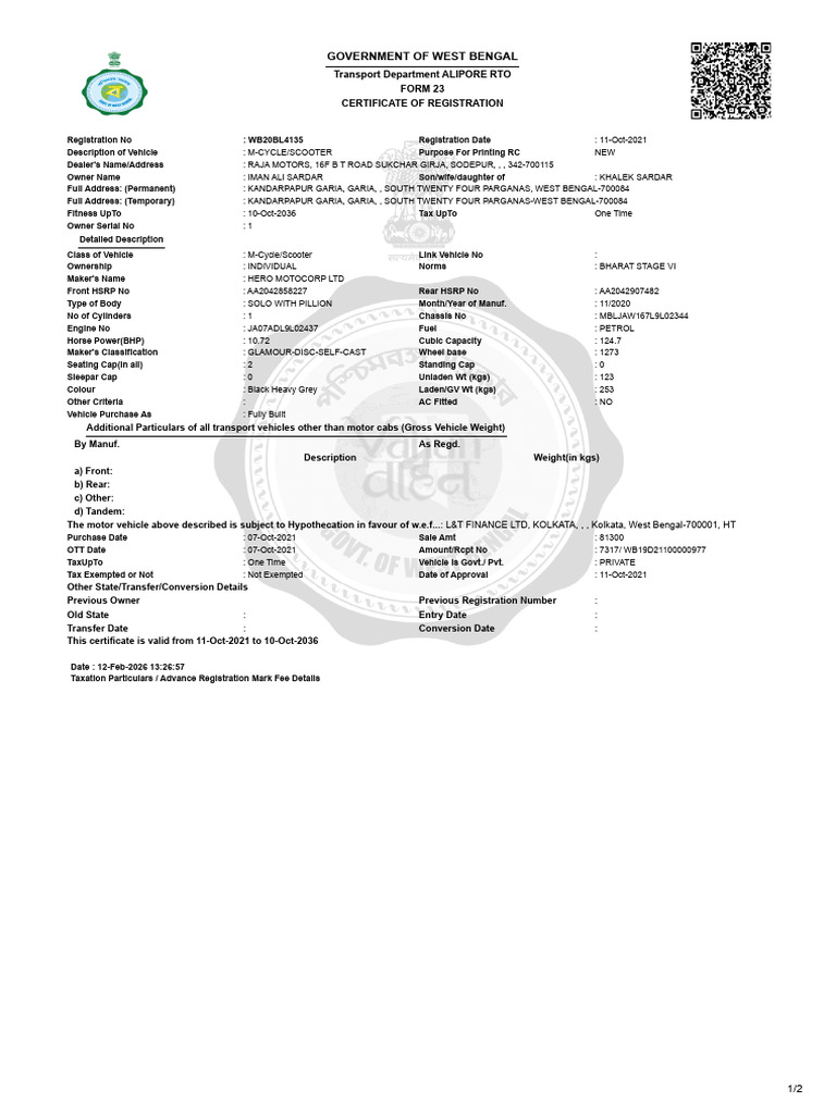 Vahan.parivahan.gov.in Vahanservice Vahan Ui Onlineservice Form 23 RC ...