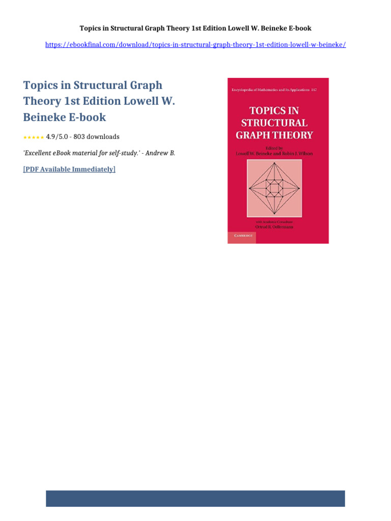 Topics in Structural Graph Theory 1st Edition Lowell W. Beineke ebook direct chapter access ...