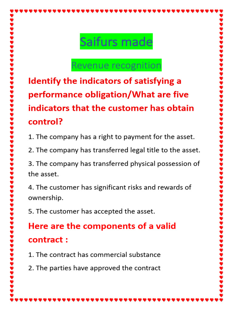 Saifurs Revenue Recognition | PDF | Prices | Customer