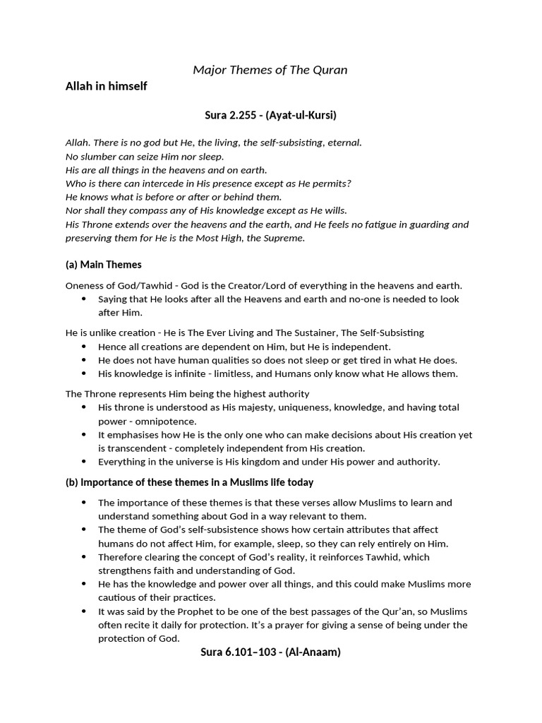 Quran Passages & Hadith Compiled (O Level Islamiyat Notes) | PDF | God ...