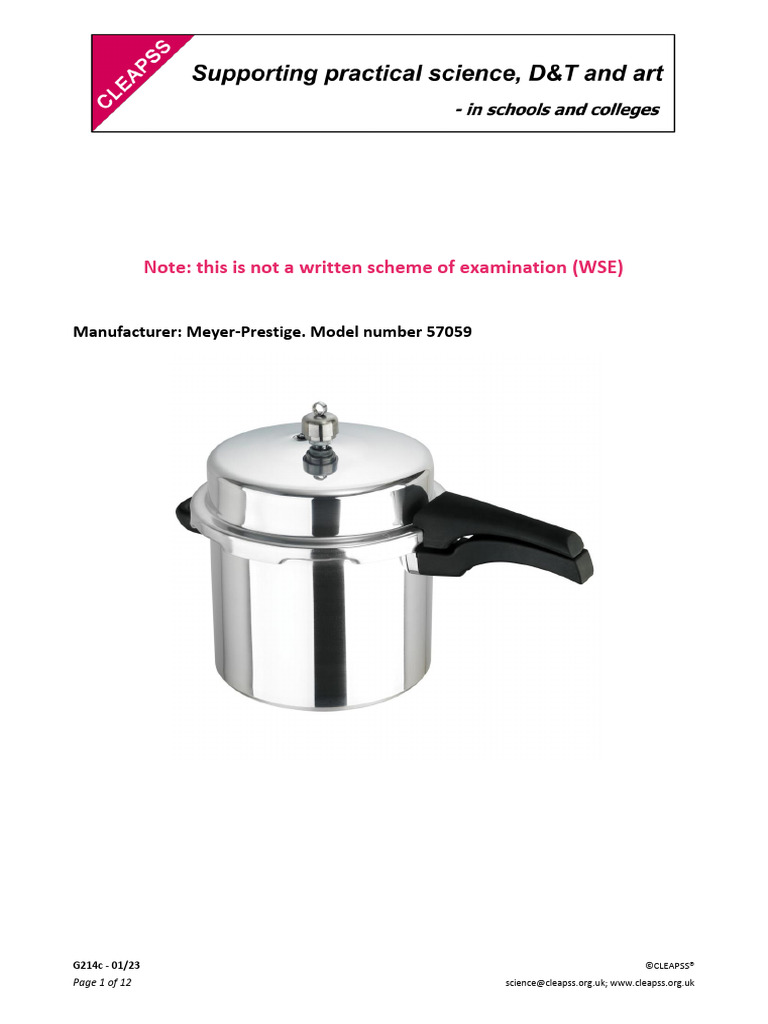 G214c Procedure Notes Prestige 6L High Dome Pressure Cooker | PDF ...