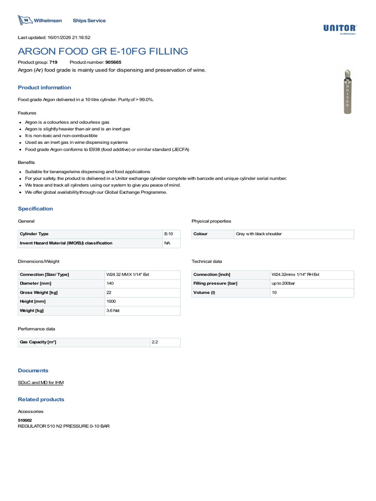 Argon Food Gr E-10fg Filling | PDF