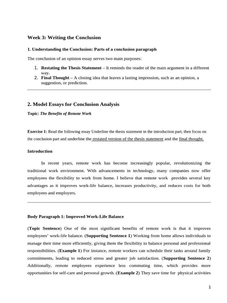 Week 3 - Writing The Conclusion SC (Revised) | PDF | Employment ...