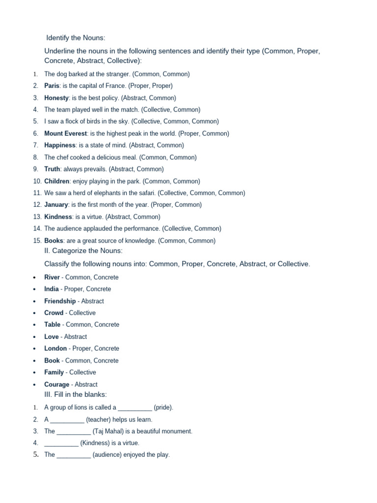 Identify the Nouns | PDF | Noun