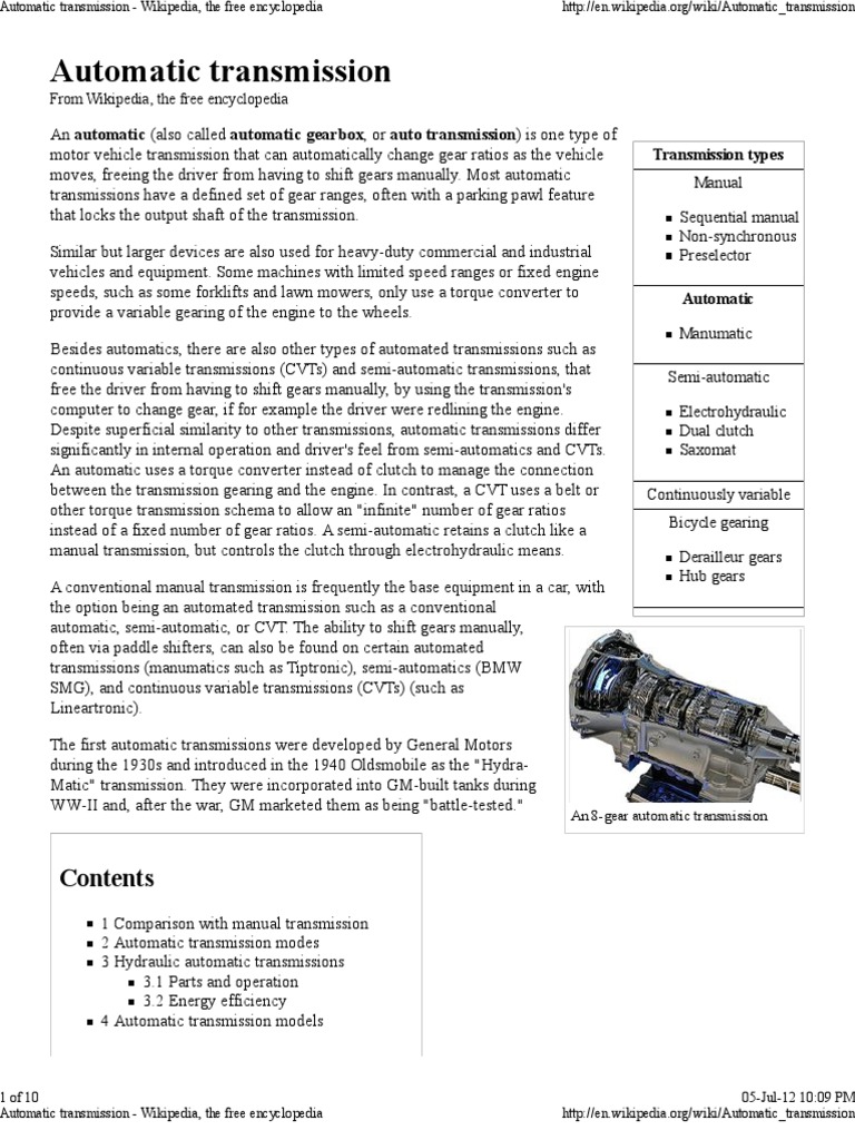 Automatic Transmission - Wikipedia, The Free Encyclopedia | PDF ...