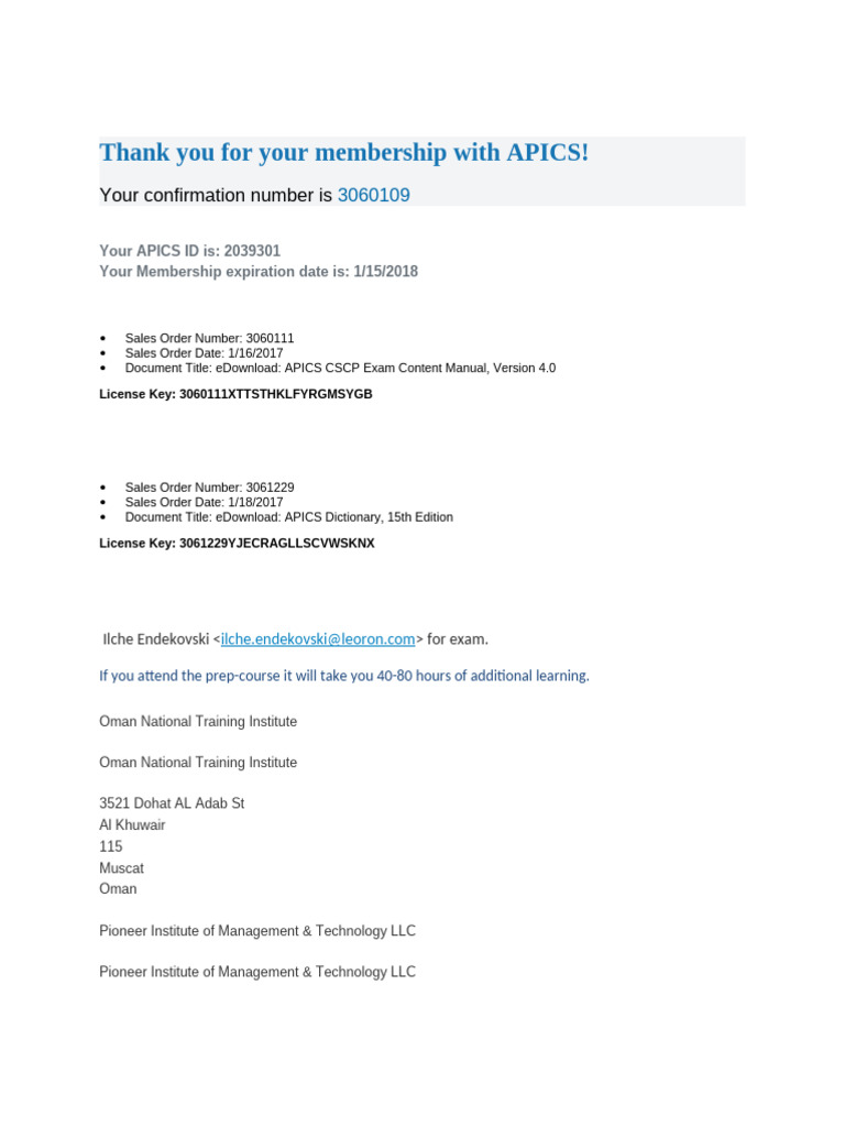 Apics Details 2017 | PDF