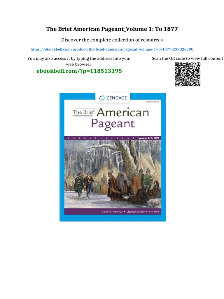 The Brief American Pageant_Volume 1: To 1877 full chapters instanly ...