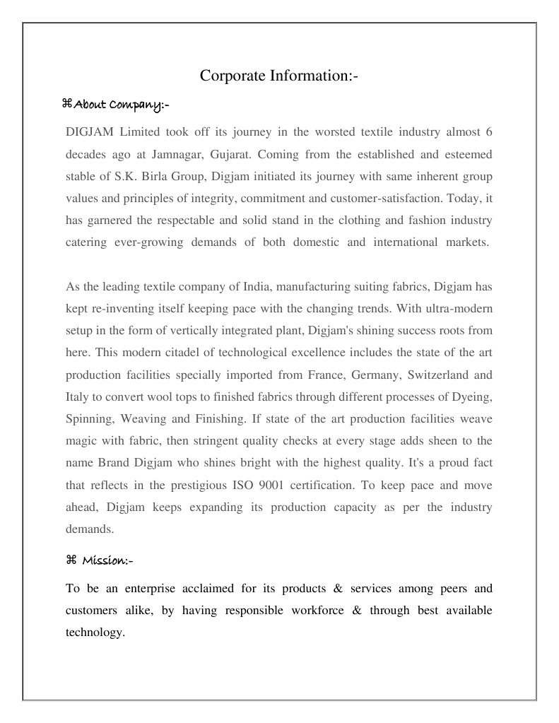 Digjam Ltd. | PDF | Textiles | Clothing Industry