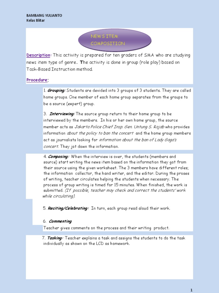 News Item Writing Worksheet | PDF | Journalism | Teaching And Learning