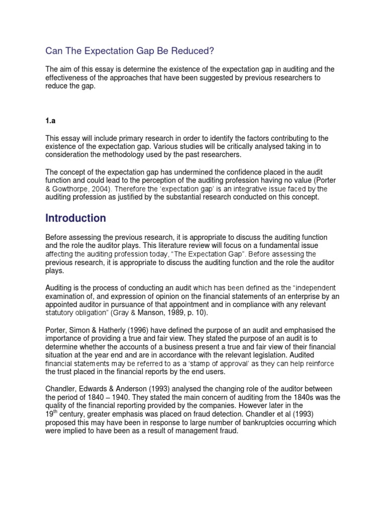 Can The Expectation Gap Be Reduced | PDF | Audit | Financial Statement