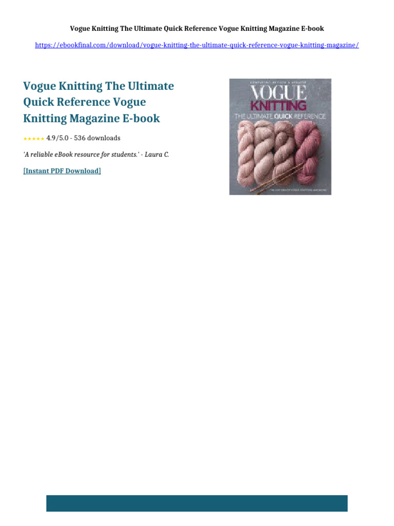 Vogue Knitting The Ultimate Quick Reference Vogue Knitting Magazine ...