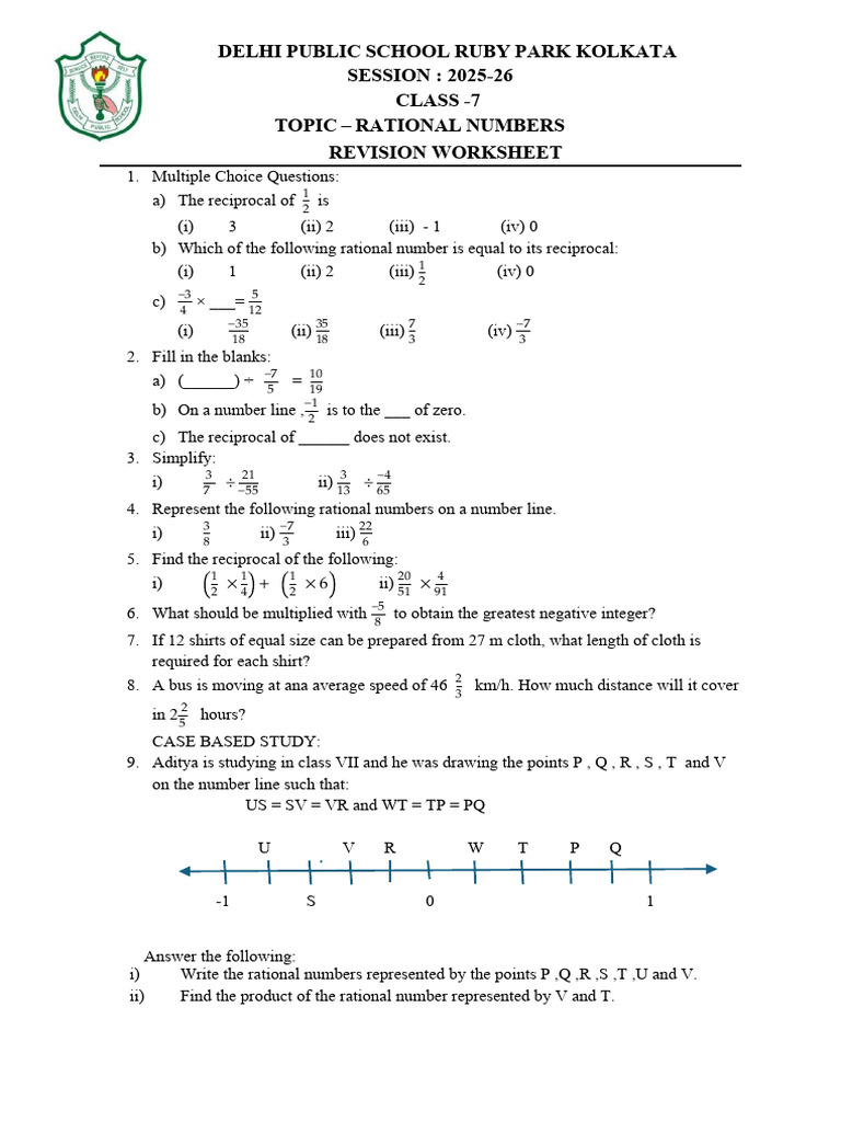 569 Rational Numbers -Worksheet -Cl 7 | PDF | Rational Number ...