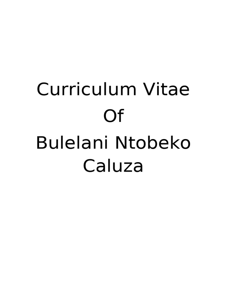 Curriculum Vitae of Bulelani | PDF