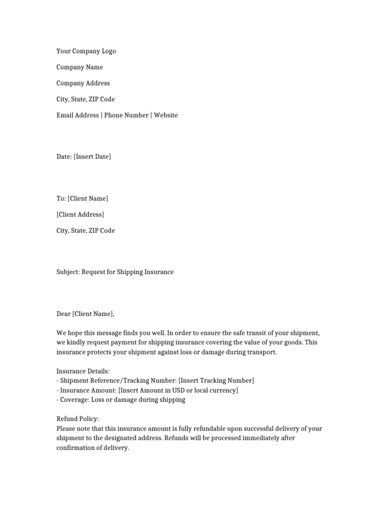 Shipping Insurance Request | PDF