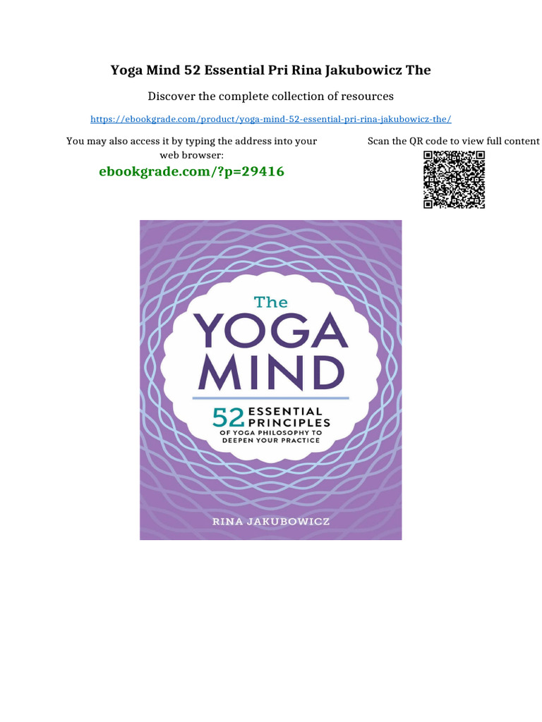 Yoga Mind 52 Essential Pri Rina Jakubowicz The available full chapters ...